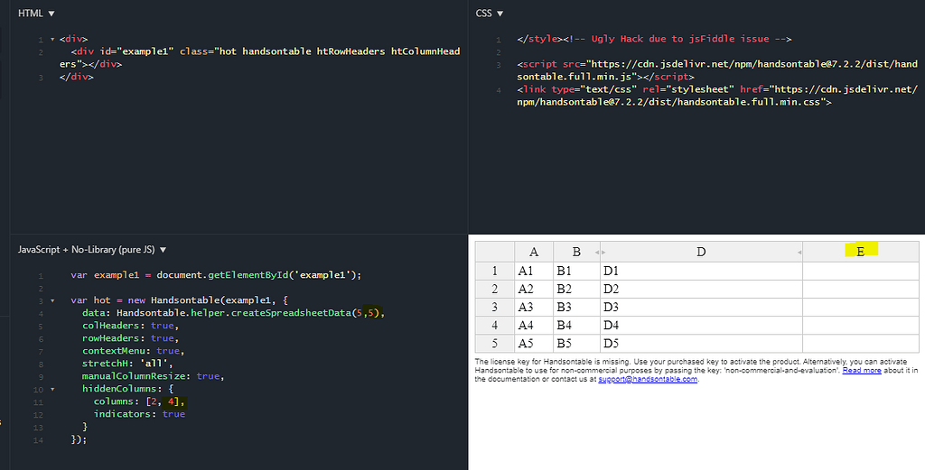 Hidden (last) column is visible upon resizing Columns - Issues - Handsontable Forum