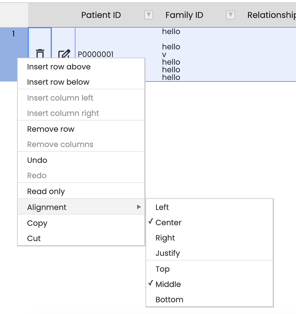 rowHeader alignment - Questions - Handsontable Forum