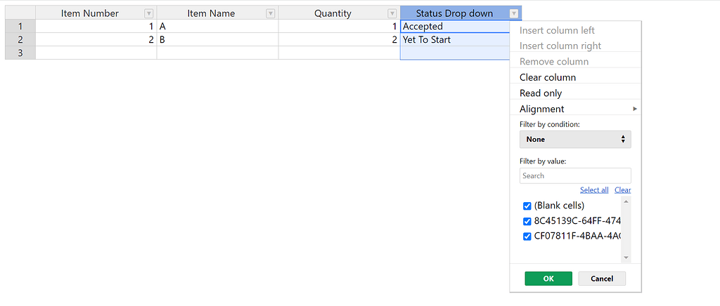 Filtering key value drop down menu - Questions - Handsontable Forum Filtering key value drop down menu - Questions - Handsontable Forum